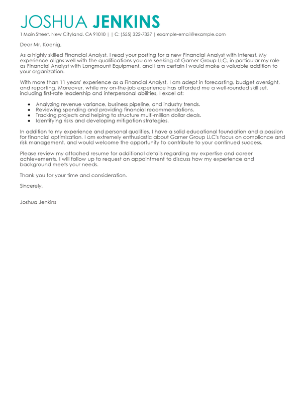 Business Analyst Cover Letter Examples