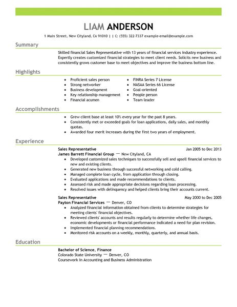 Best Sales Representative Resume Example LiveCareer