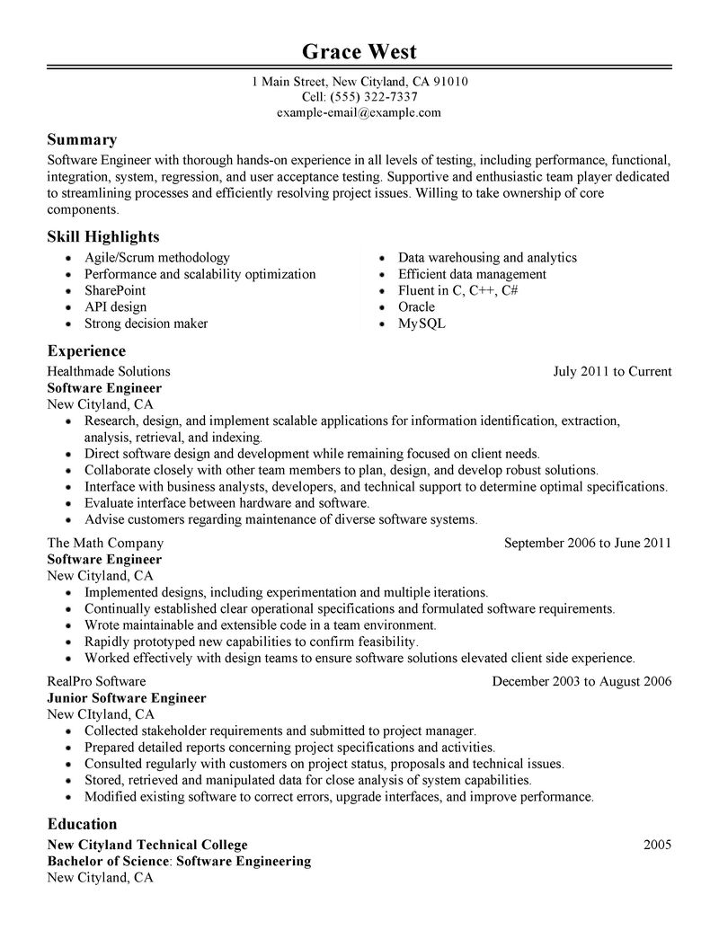 Software Engineer Resume Examples IT Resume Samples LiveCareer