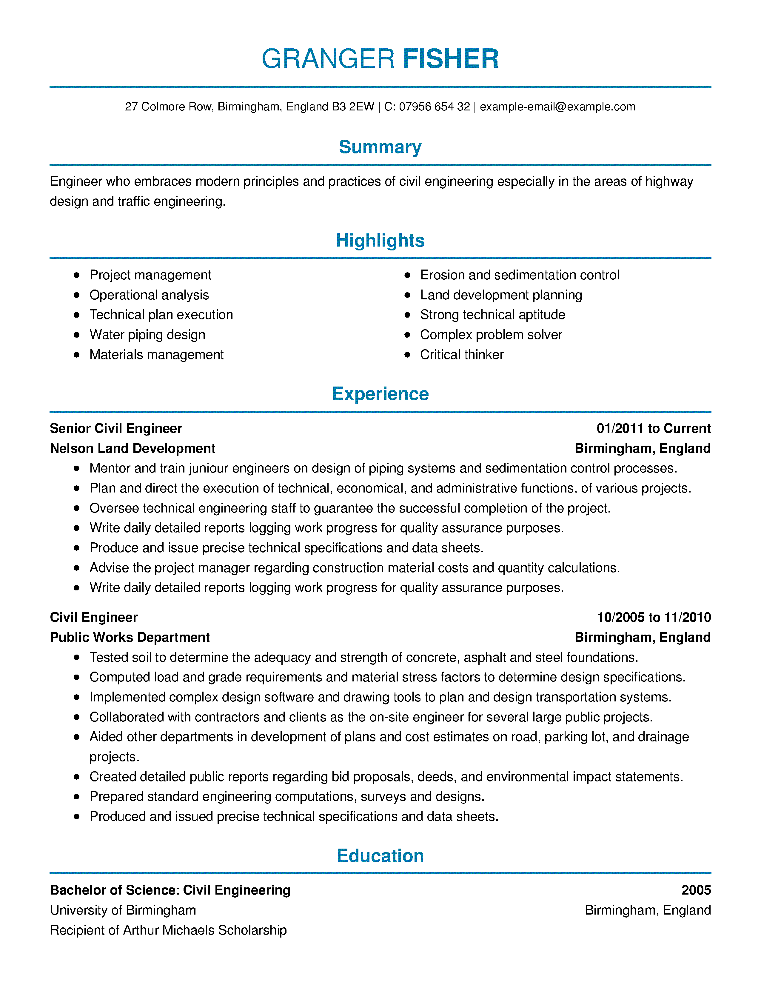 Professional Summary For Civil Engineer Resume Civil Engineering 