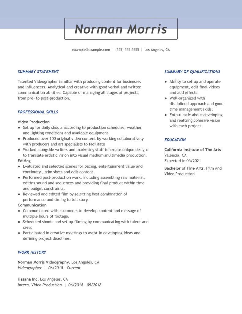 Film Resume Template