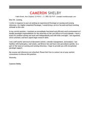 Outstanding Paralegal Cover Letter Examples LiveCareer Outstanding Paralegal Cover Letter Examples LiveCareer