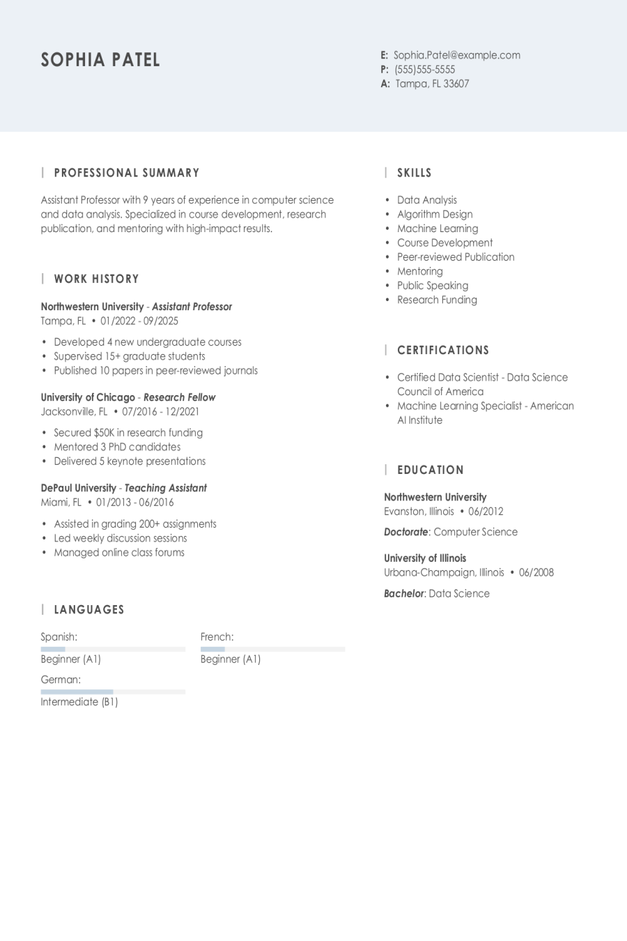 4 Assistant Professor Resume Examples, Templates & Tips for 2025