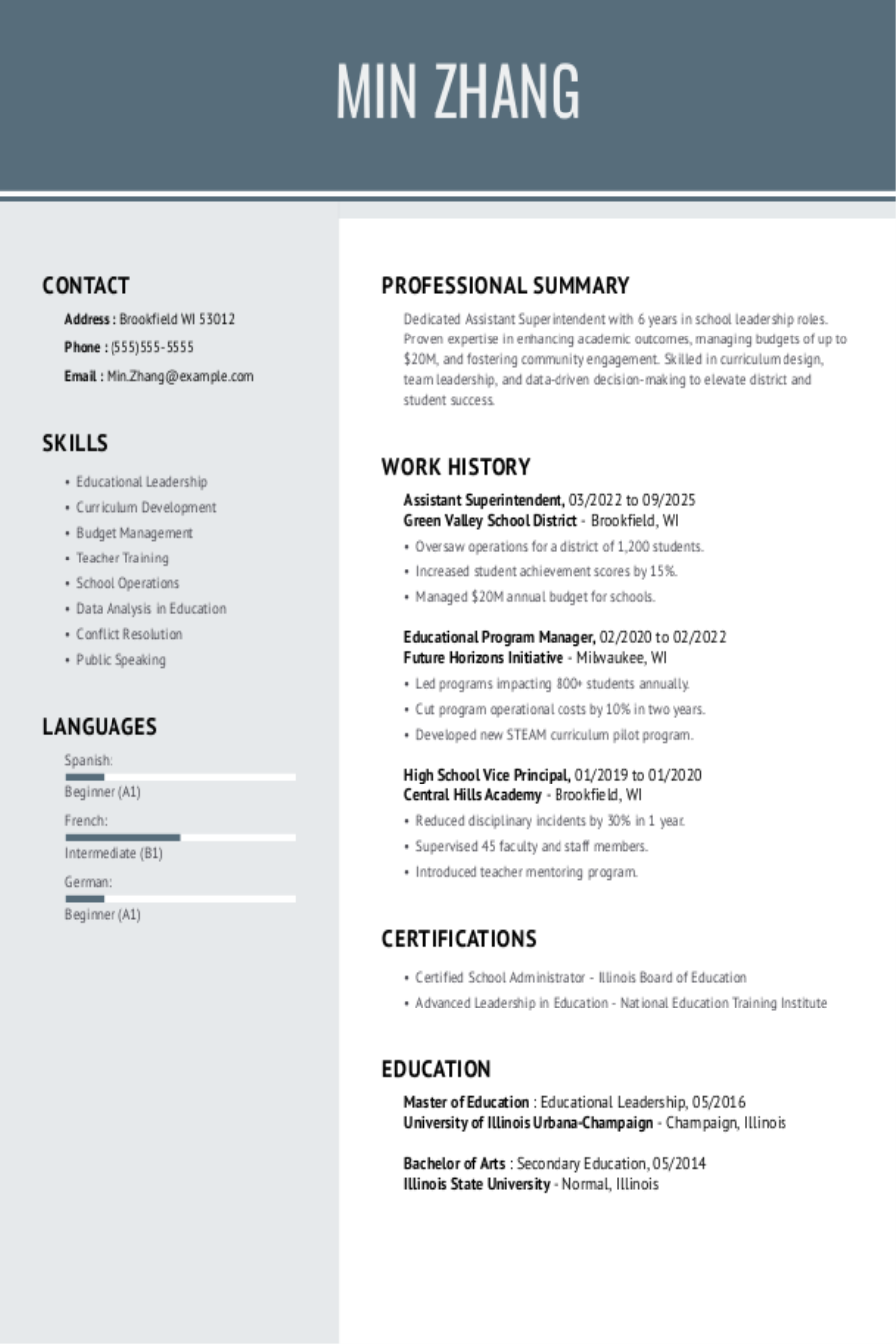 4 Assistant Superintendent Resume Examples, Templates, & Tips for 2025
