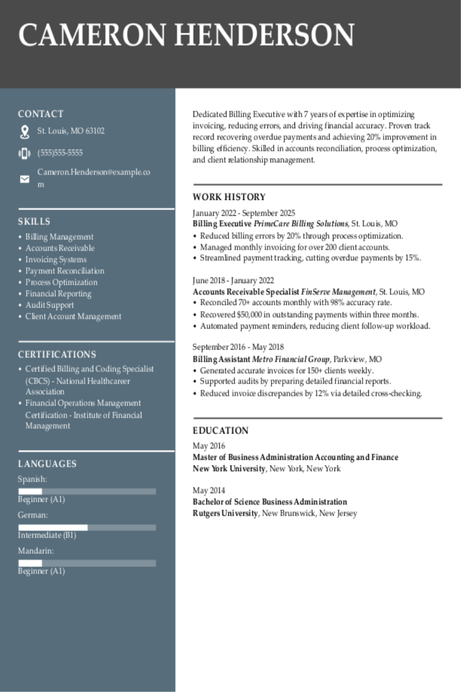 4 Billing Executive Resume Examples, Templates & Tips for 2025