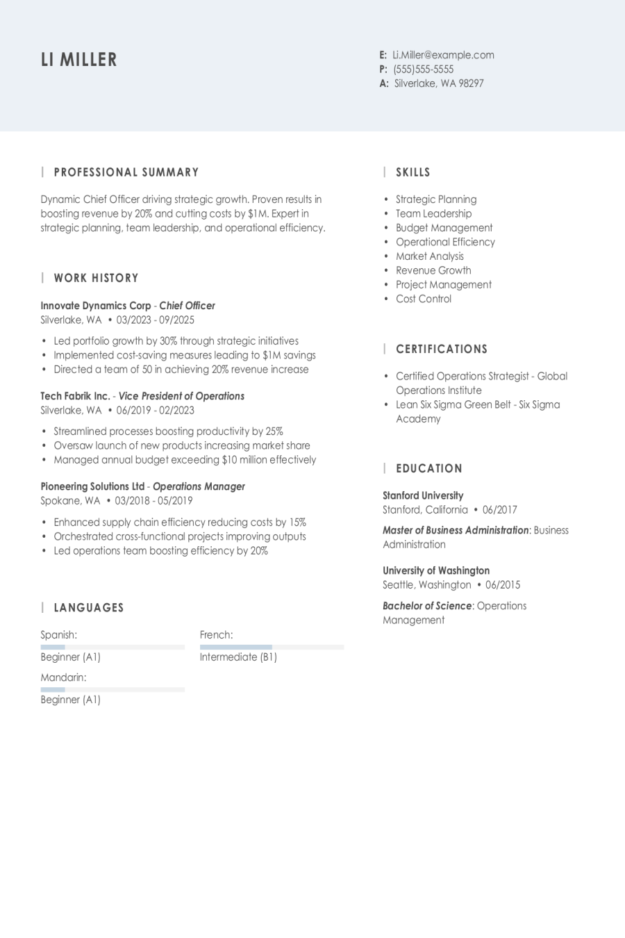 4 Chief Officer Resume Examples, Templates, & Tips for 2026