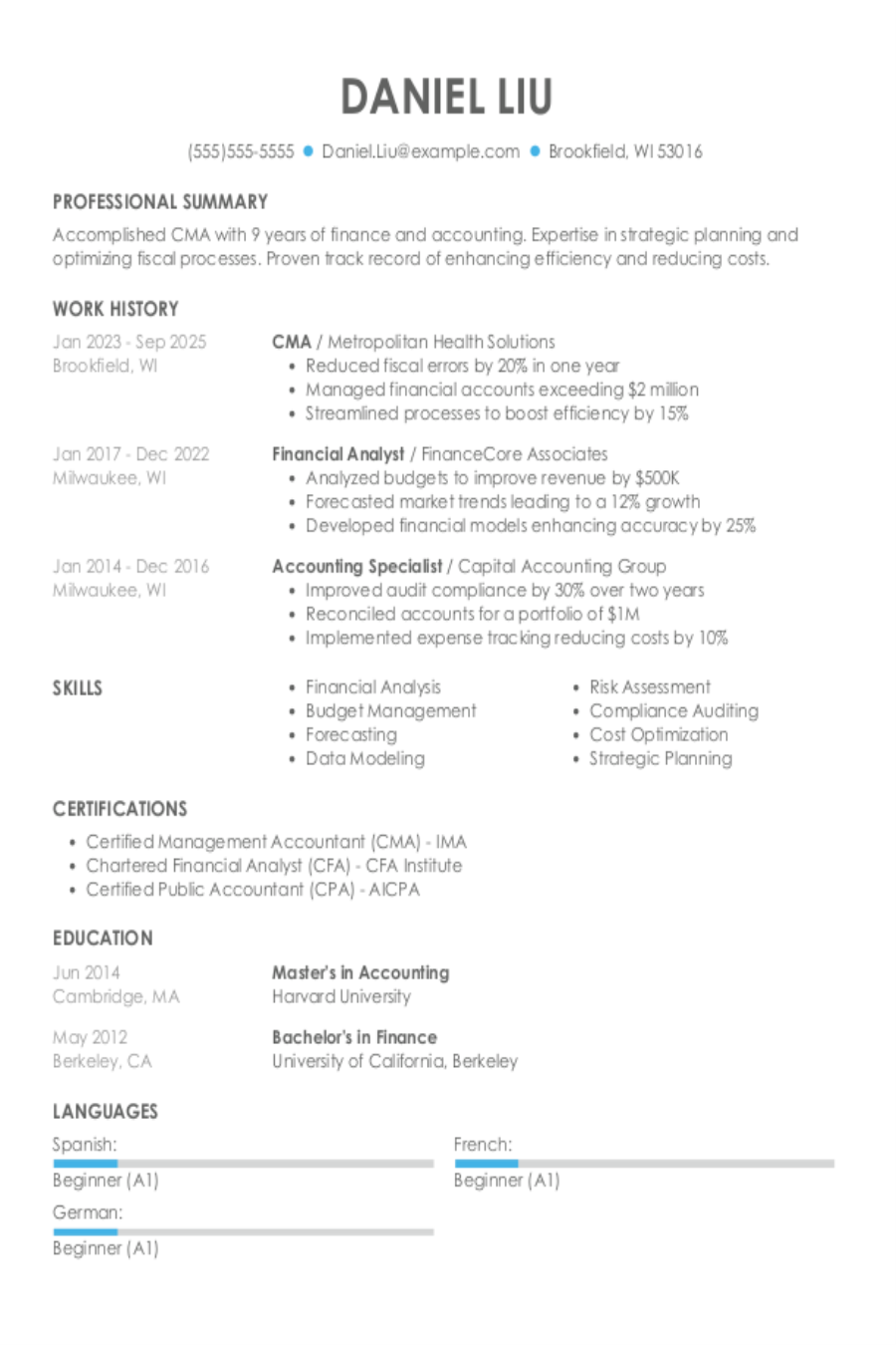 4 CMA Resume Examples, Templates, & Tips for 2025