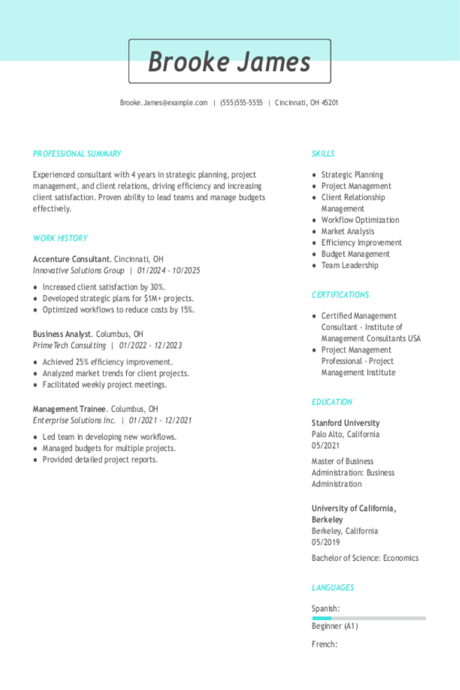 4 Accenture Consultant Resume Examples, Templates, & Tips for 2026