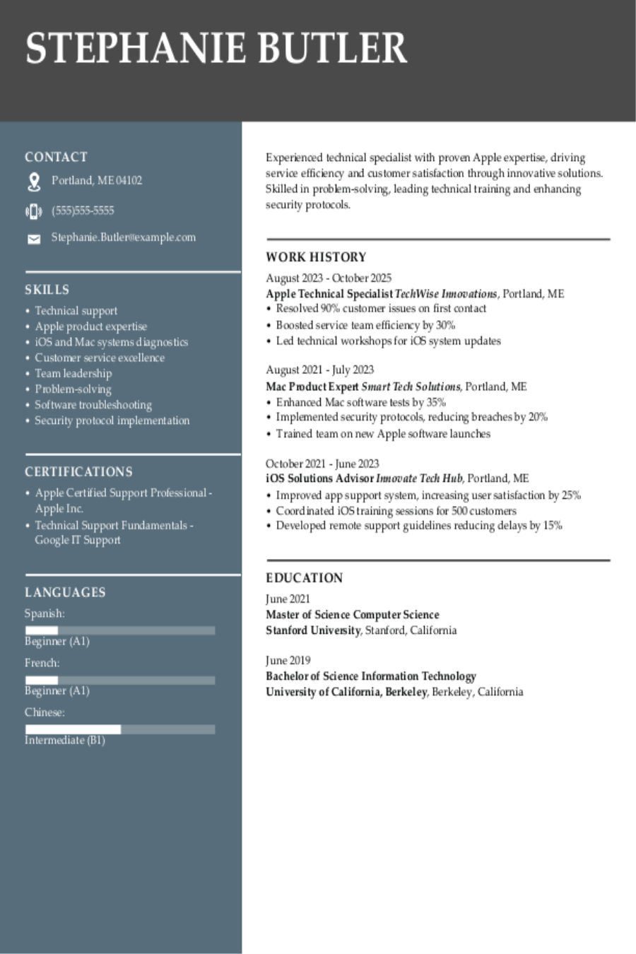 4 Apple Technical Specialist Resume Examples, Templates, & Tips for 2026