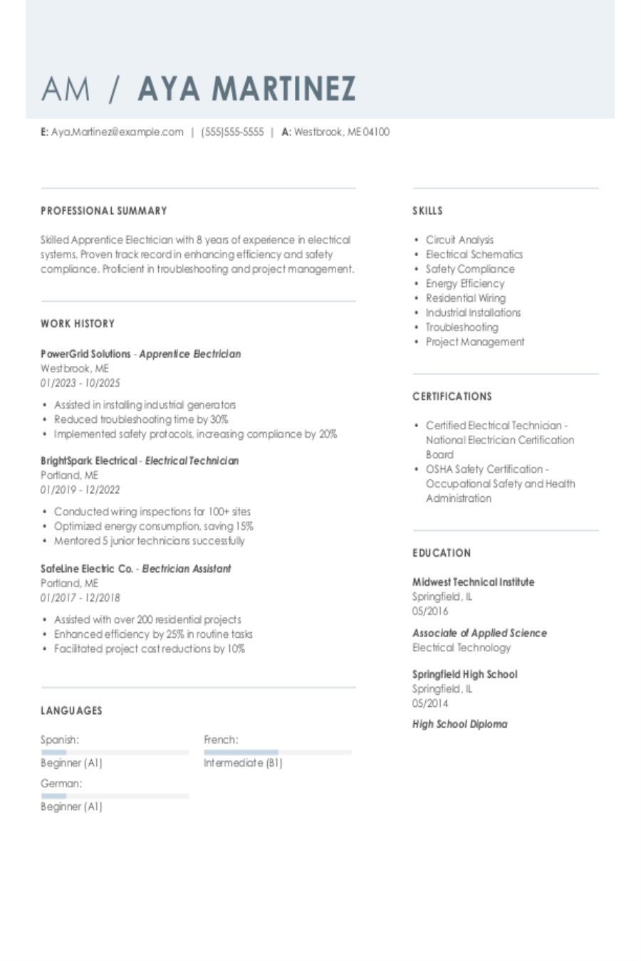 Unforgettable Apprentice Electrician Resume Examples To Stand Out