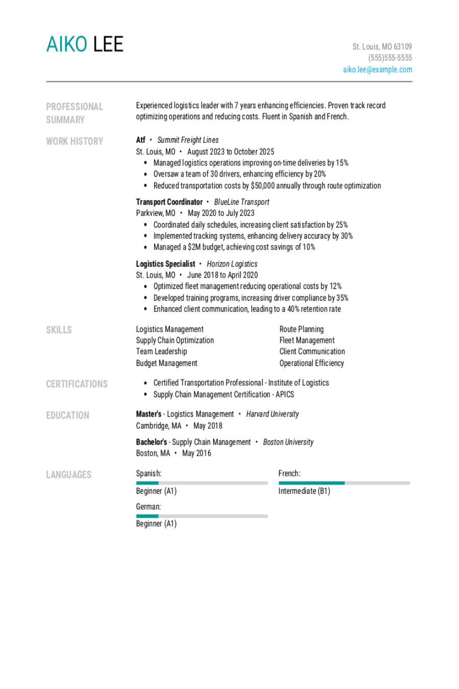 4 Atf Resume Examples, Templates, & Tips for 2025