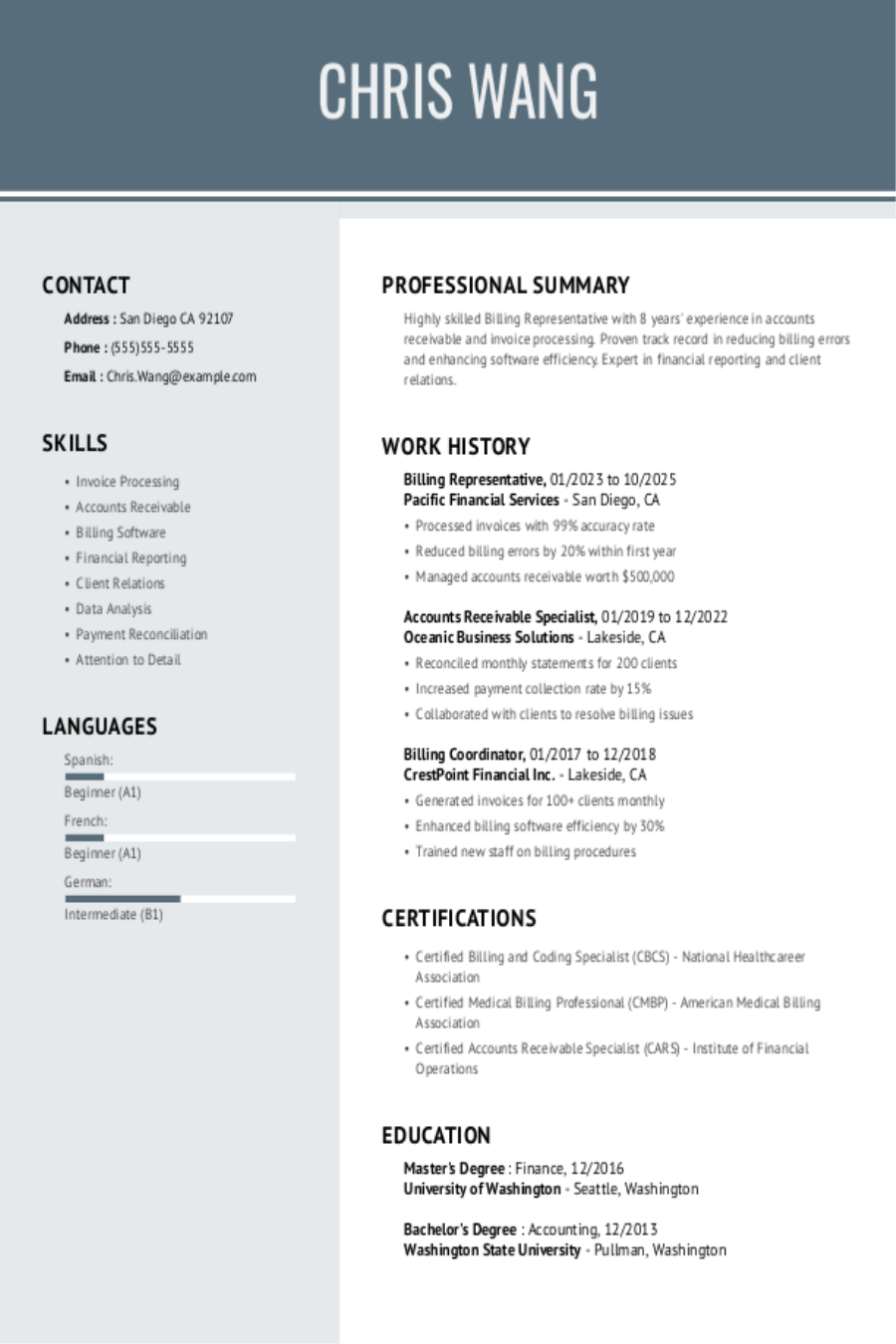 4 Billing Representative Resume Examples, Templates, & Tips for 2025