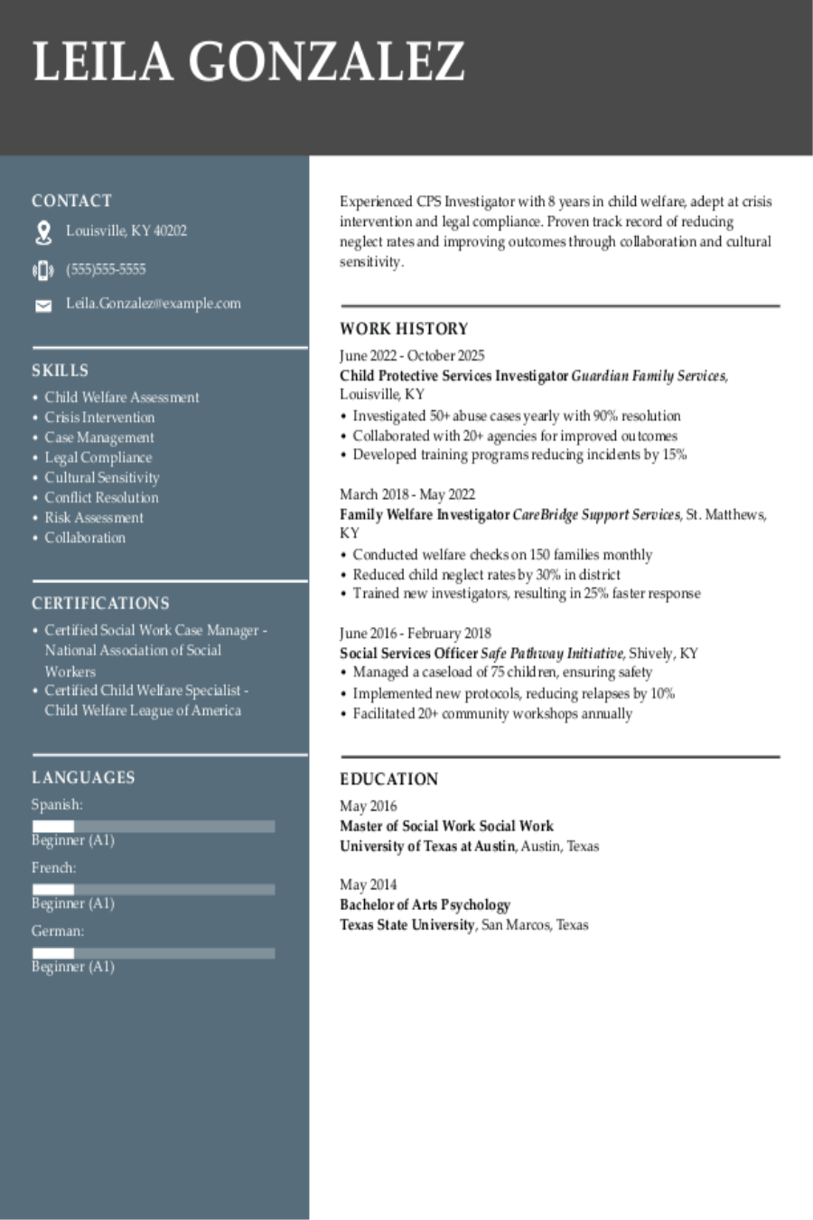 4 Child Protective Services Investigator Resume Examples, Templates ...