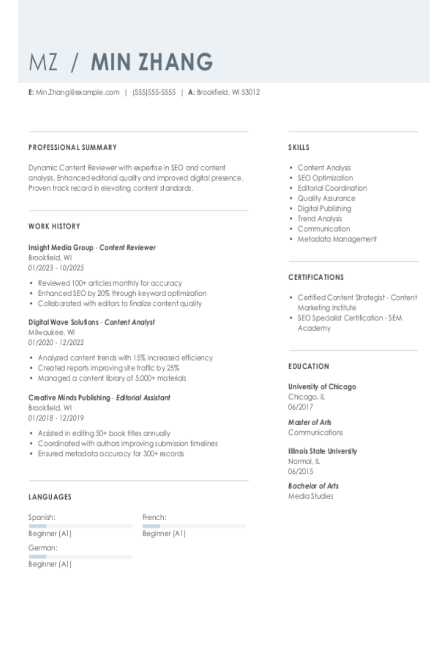 4 Content Reviewer Resume Examples, Templates, & Tips for 2025