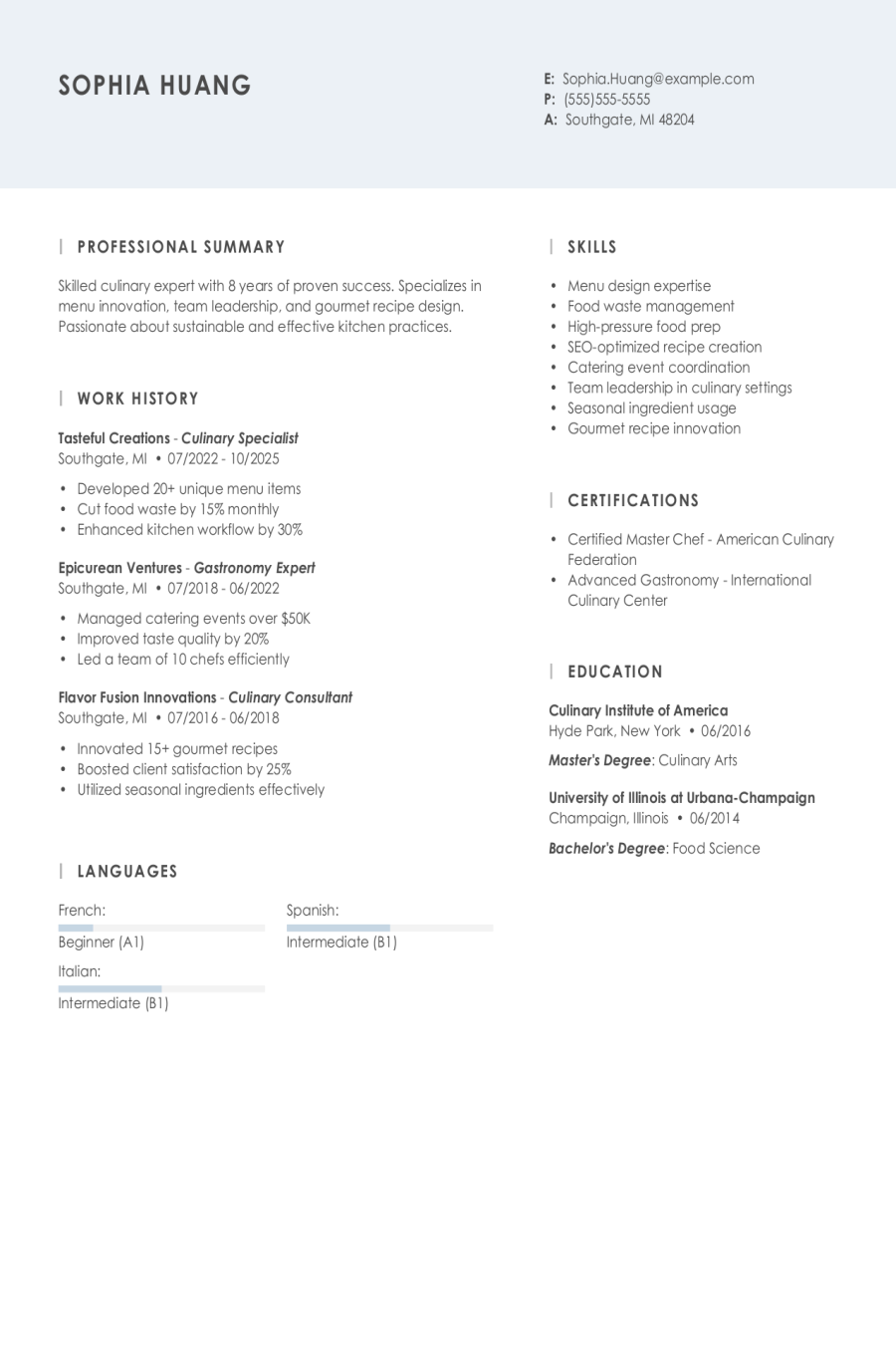 4 Culinary Resume Examples, Templates, & Tips for 2026