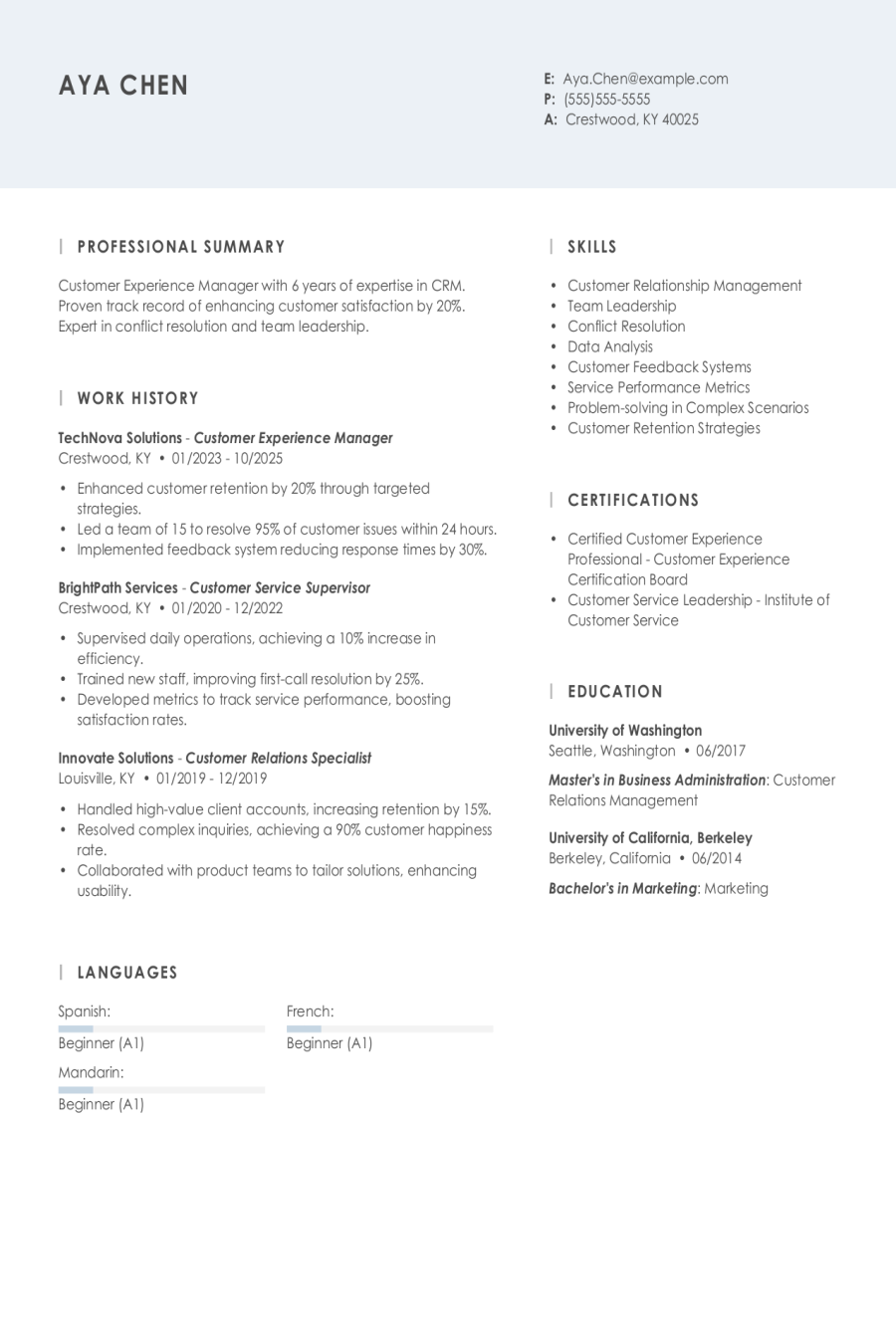 4 Customer Experience Manager Resume Examples, Templates, & Tips for 2025