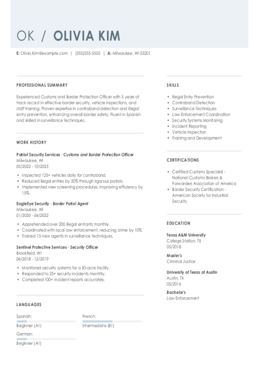 4 Customs And Border Protection Officer Resume Examples, Templates ...