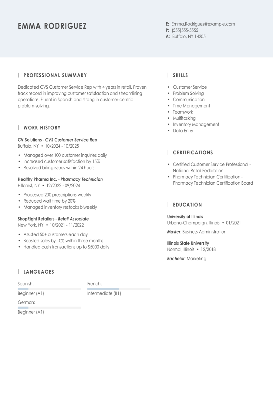 4 CVS Customer Service Rep Resume Examples, Templates, & Tips for 2025