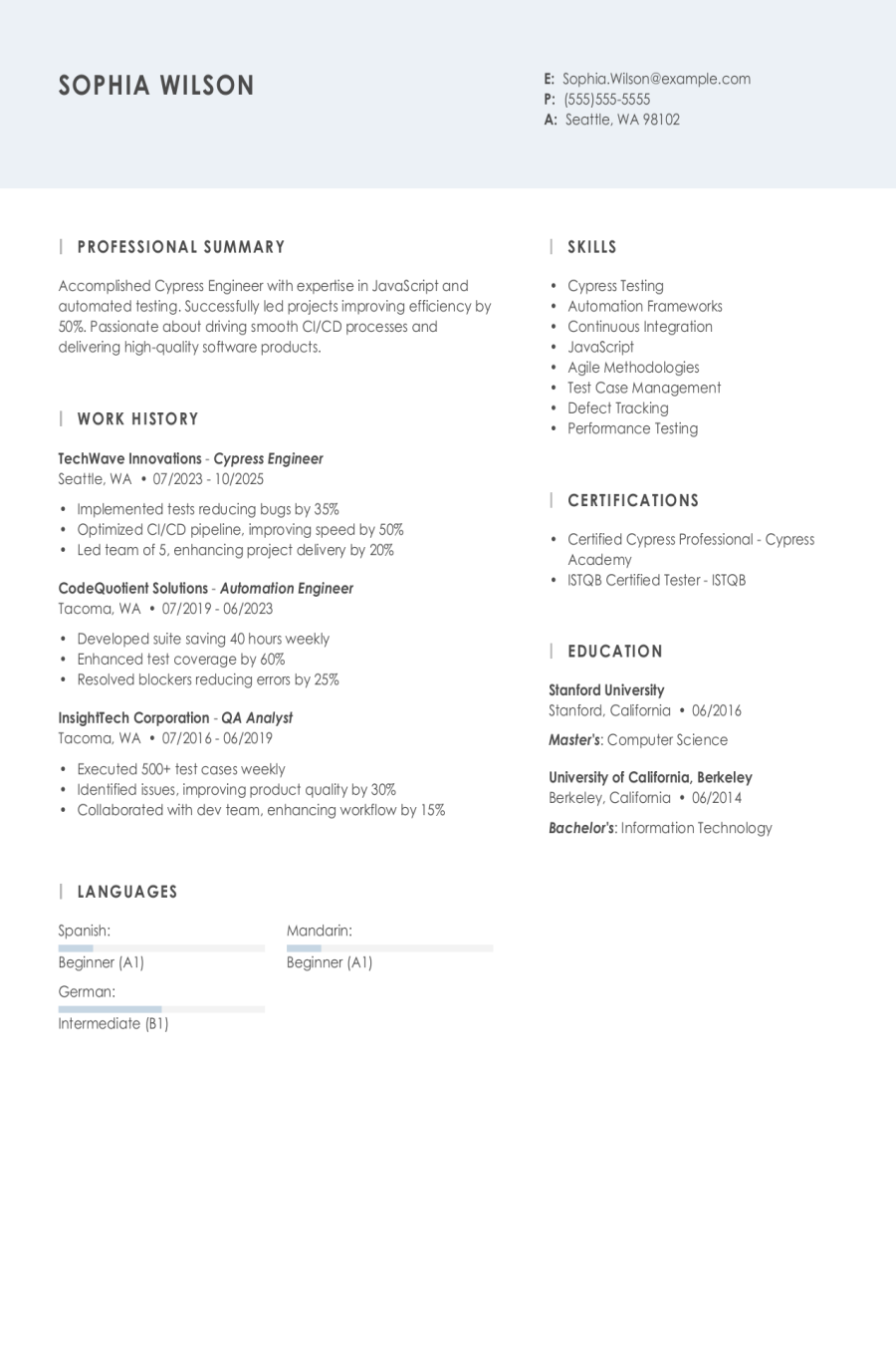 4 Cypress Engineer Resume Examples, Templates, & Tips for 2026
