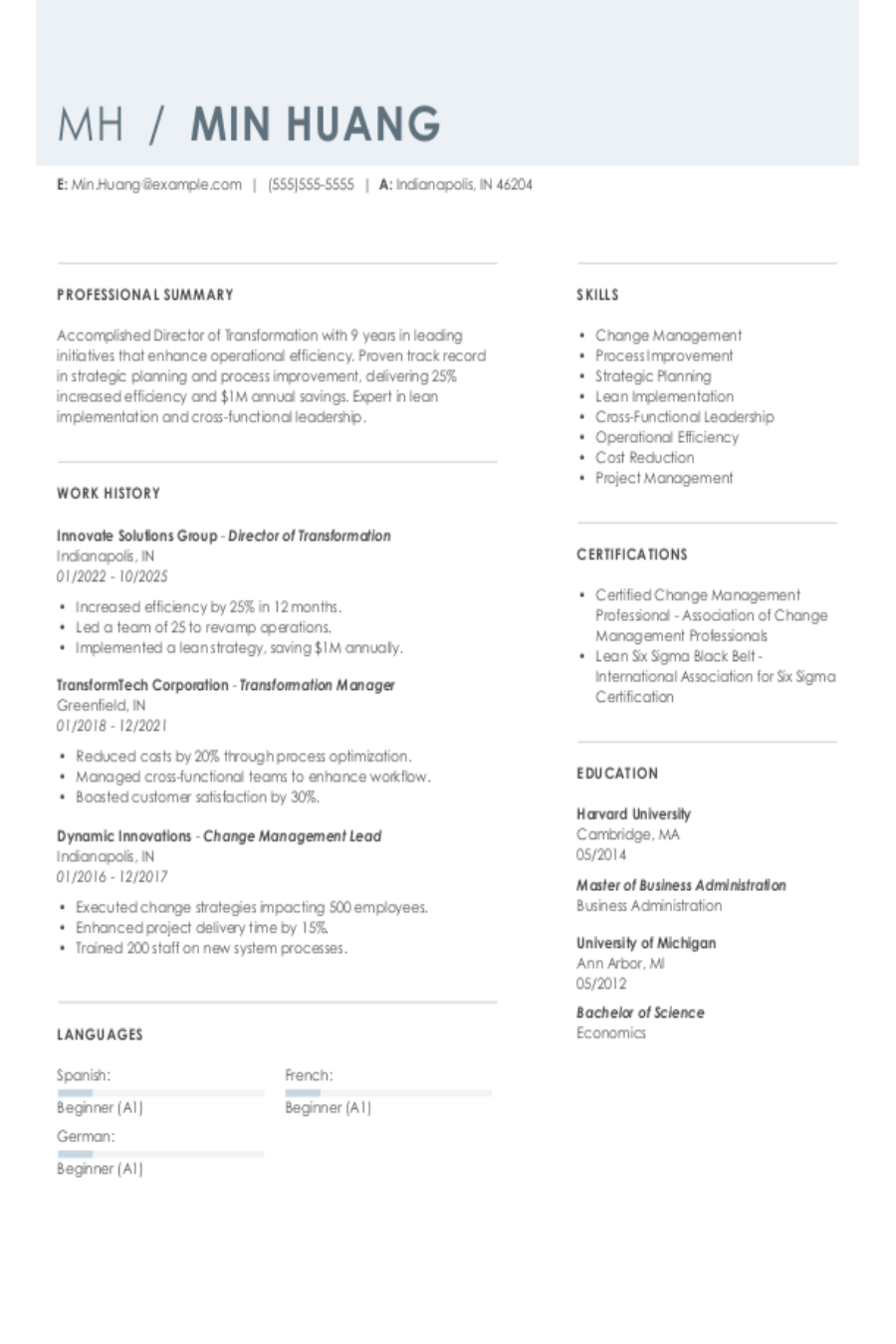 4 Director Of Transformation Resume Examples, Templates, & Tips for 2025