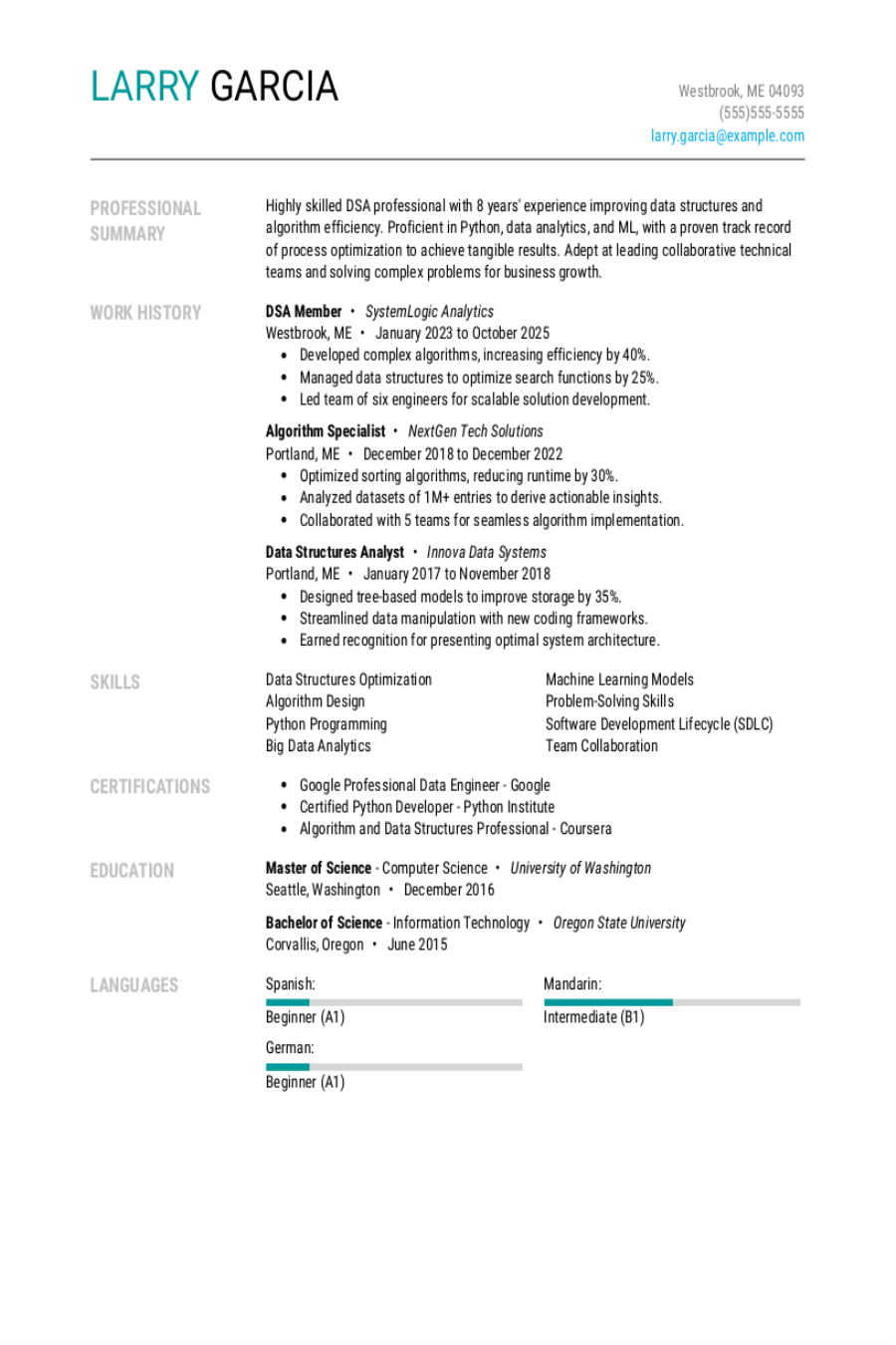 4 DSA Member Resume Examples, Templates, & Tips for 2025