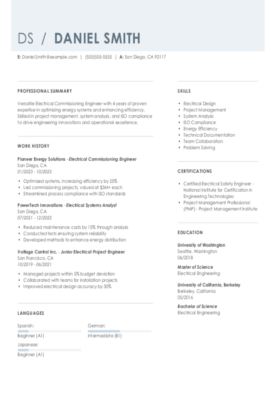 4 Electrical Commissioning Engineer Resume Examples, Templates, & Tips ...