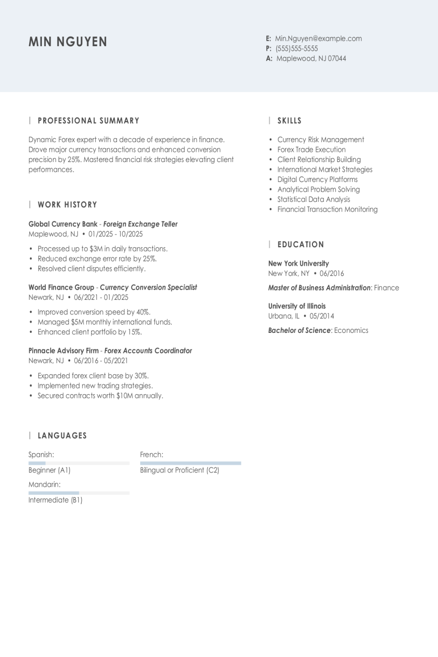 4 Foreign Exchange Teller Resume Examples, Templates & Tips for 2025