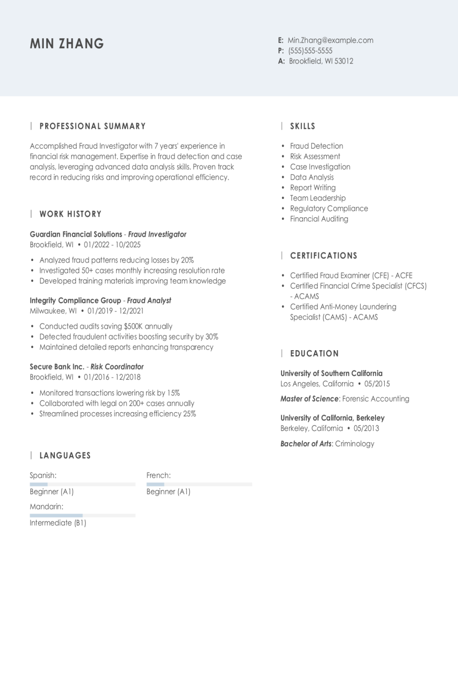 4 Fraud Investigator Resume Examples, Templates, & Tips for 2026
