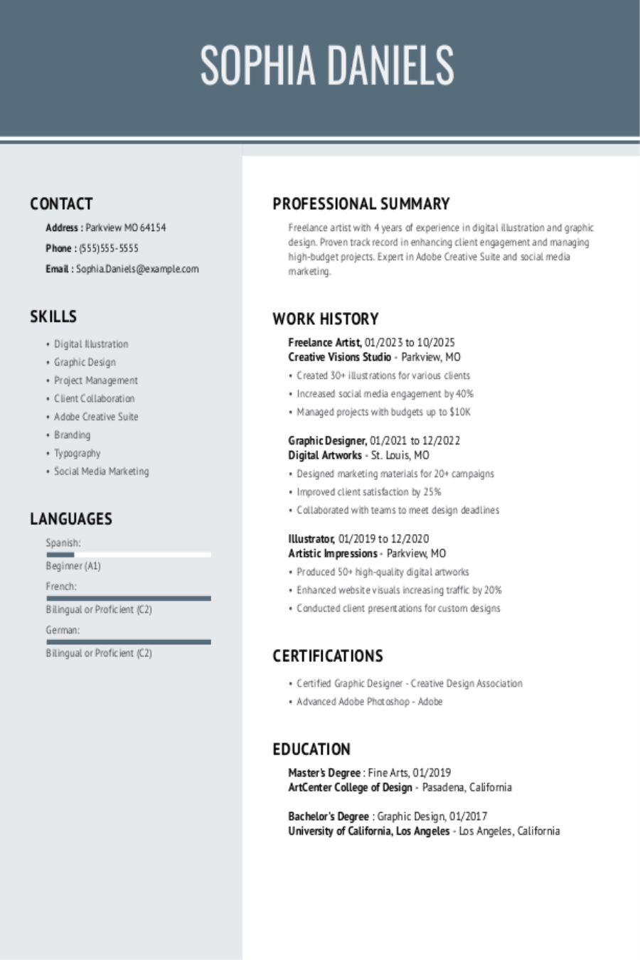 4 Freelance Artist Resume Examples, Templates, & Tips for 2026
