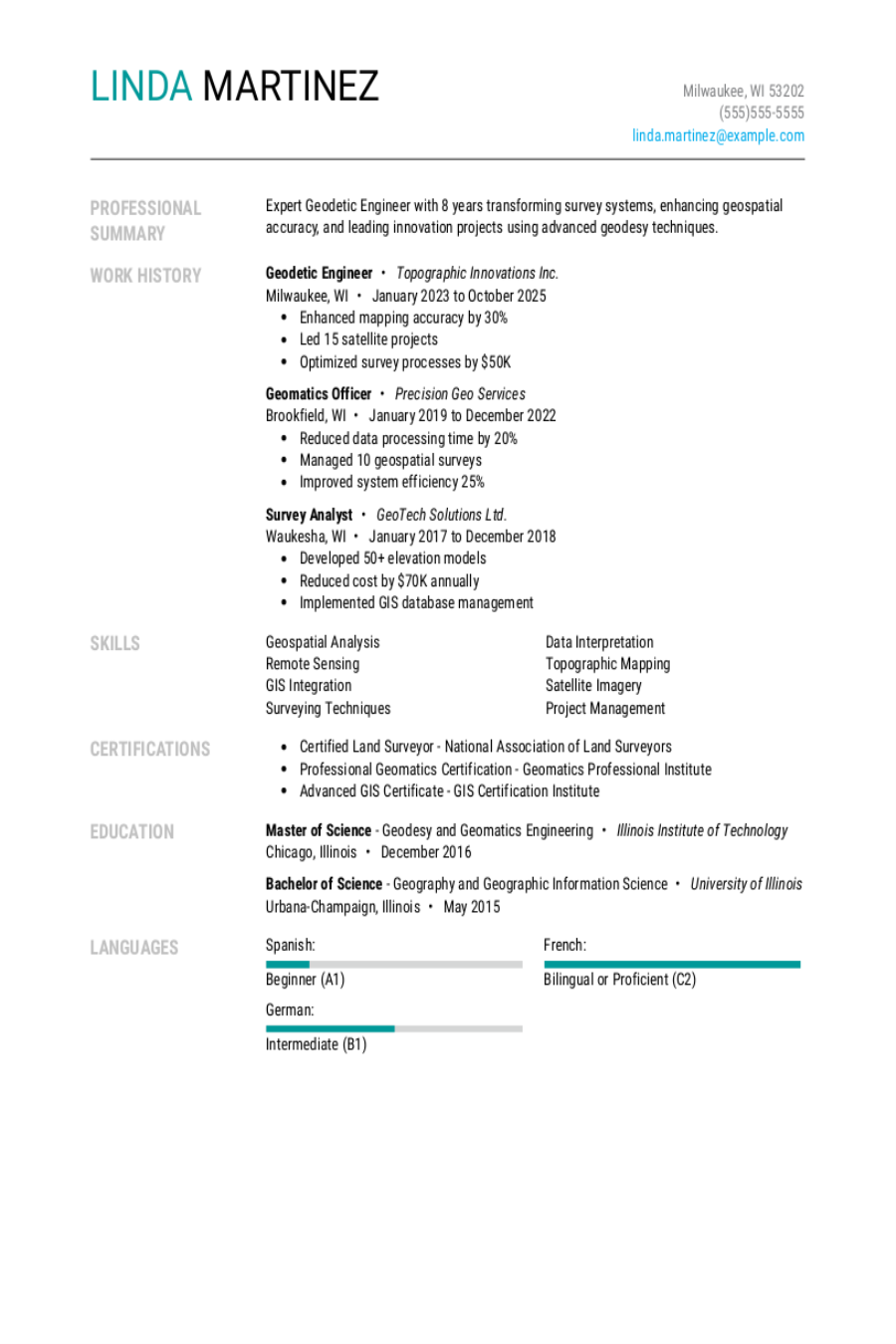 4 Geodetic Engineer Resume Examples, Templates, & Tips for 2026