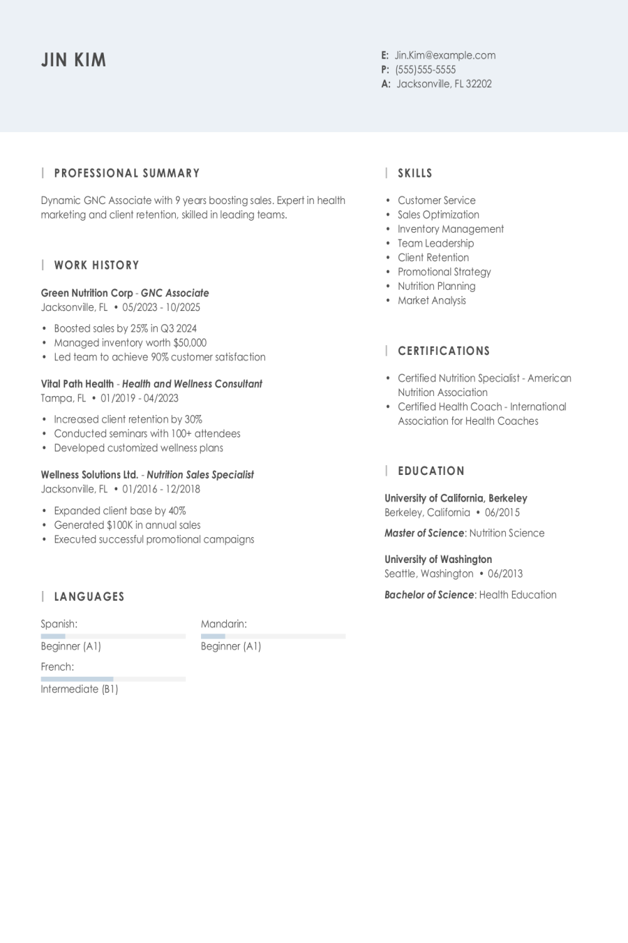4 GNC Associate Resume Examples, Templates, & Tips for 2025