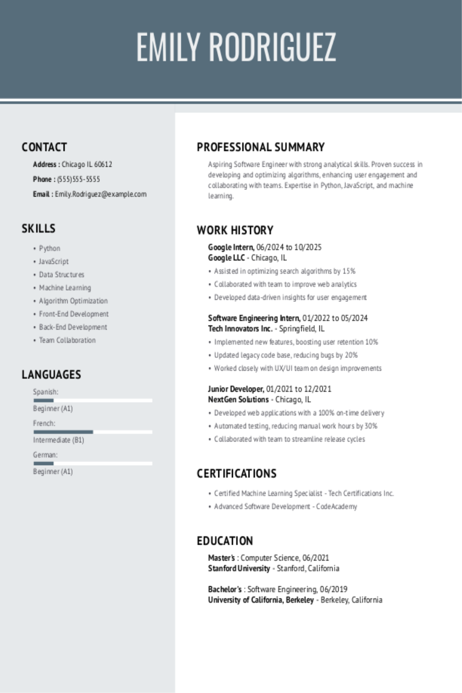 4 Google Intern Resume Examples, Templates, & Tips for 2025