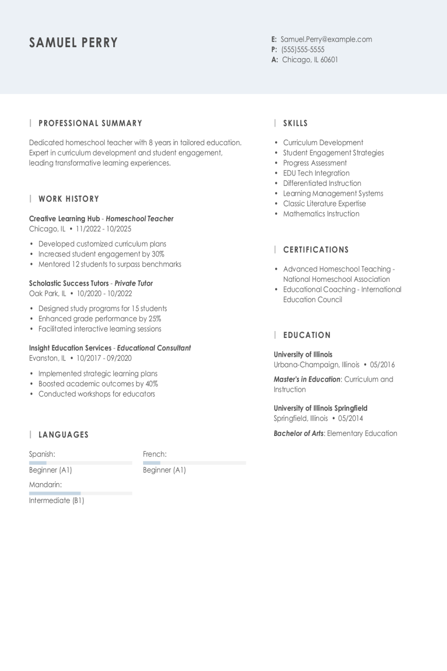 4 Homeschool Teacher Resume Examples, Templates, & Tips for 2025