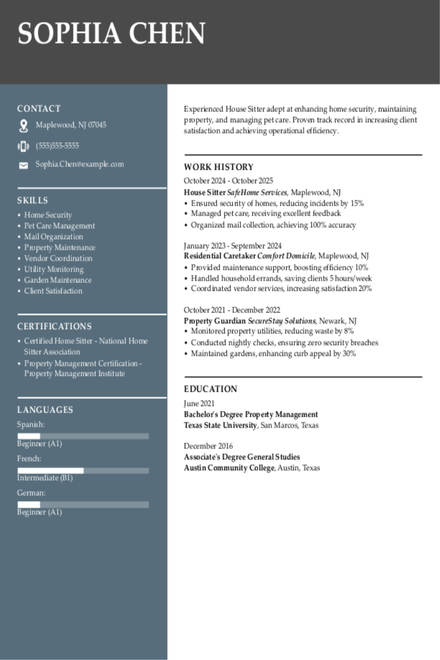 4 House Sitter Resume Examples, Templates, & Tips for 2025
