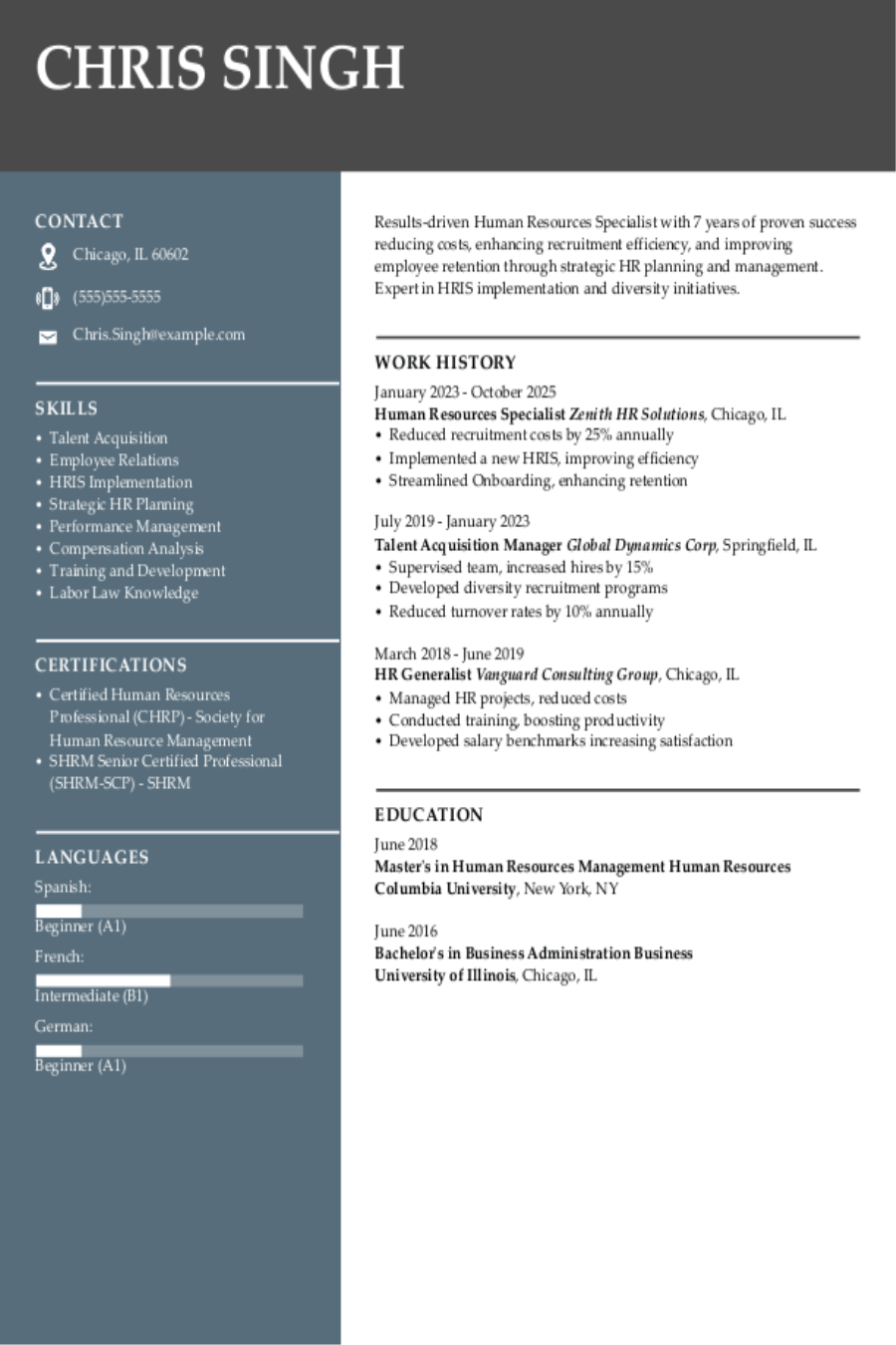 4 Human Resources Specialist Resume Examples, Templates, & Tips for 2026