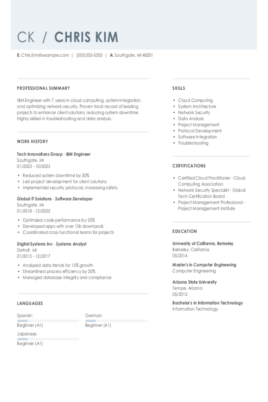 4 IBM Engineer Resume Examples, Templates, & Tips for 2026