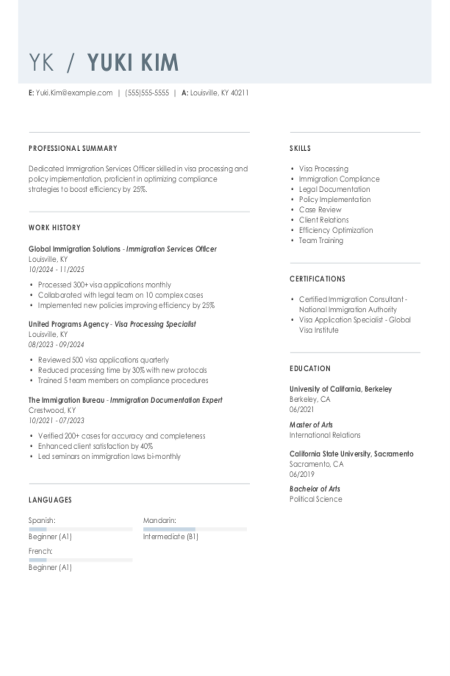4 Immigration Services Officer Resume Examples, Templates, & Tips for 2026
