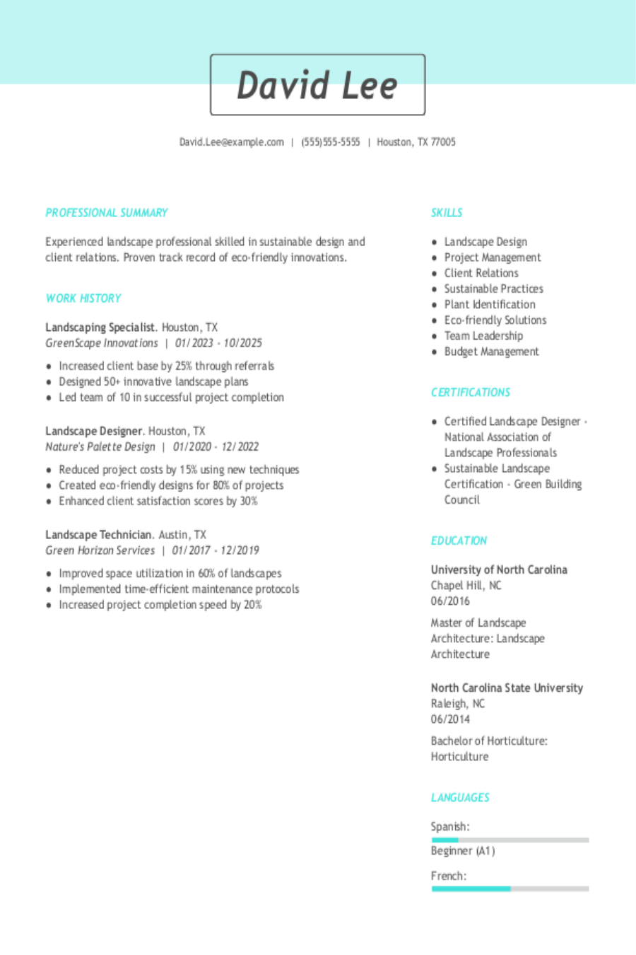 4 Landscaping Resume Examples, Templates, & Tips for 2026