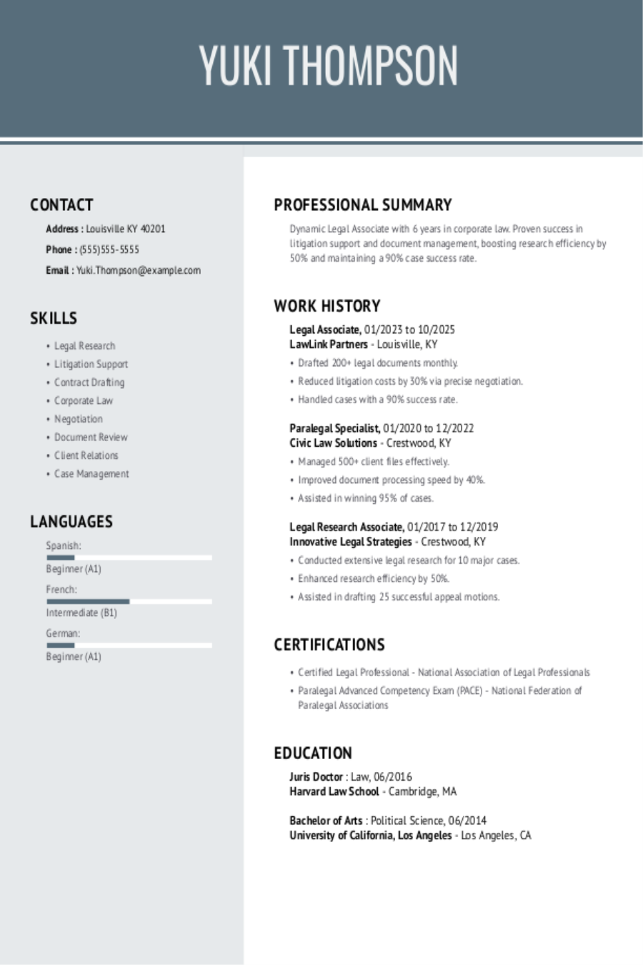 4 Legal Associate Resume Examples, Templates, & Tips for 2026
