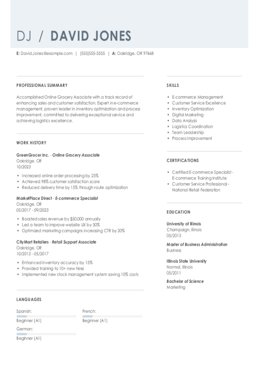 4 Online Grocery Associate Resume Examples, Templates, & Tips for 2026