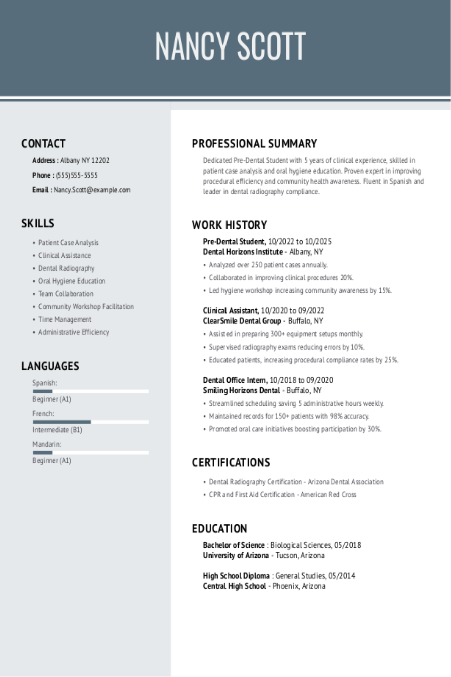 4 Pre Dental Student Resume Examples, Templates, & Tips for 2026