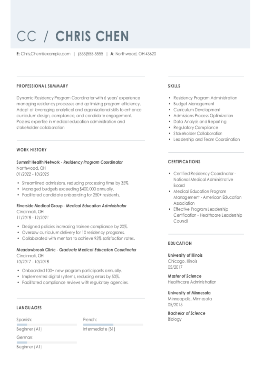 4 Residency Program Coordinator Resume Examples, Templates, & Tips for 2025