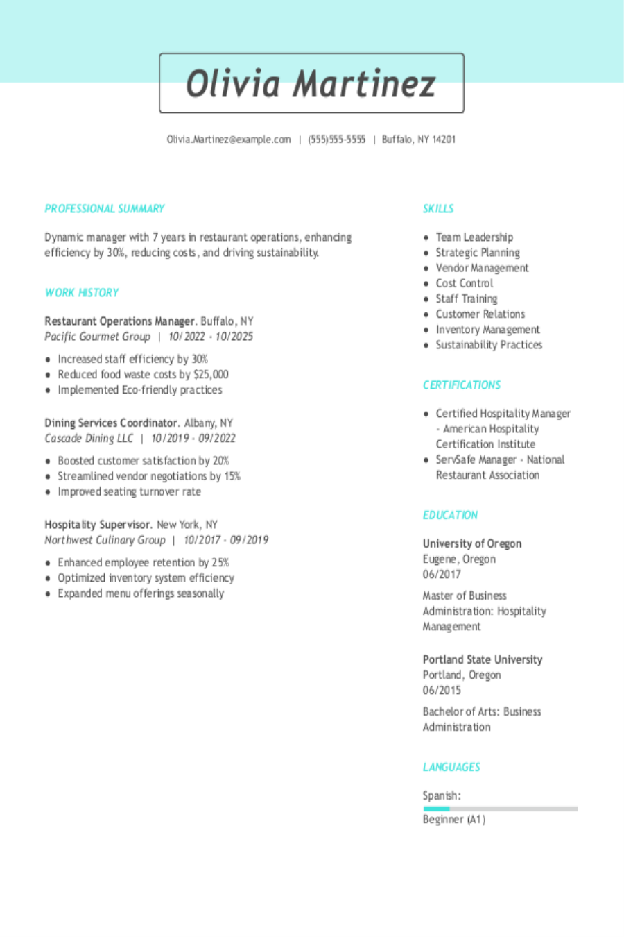 4 Restaurant Operations Manager Resume Examples, Templates, & Tips for 2026