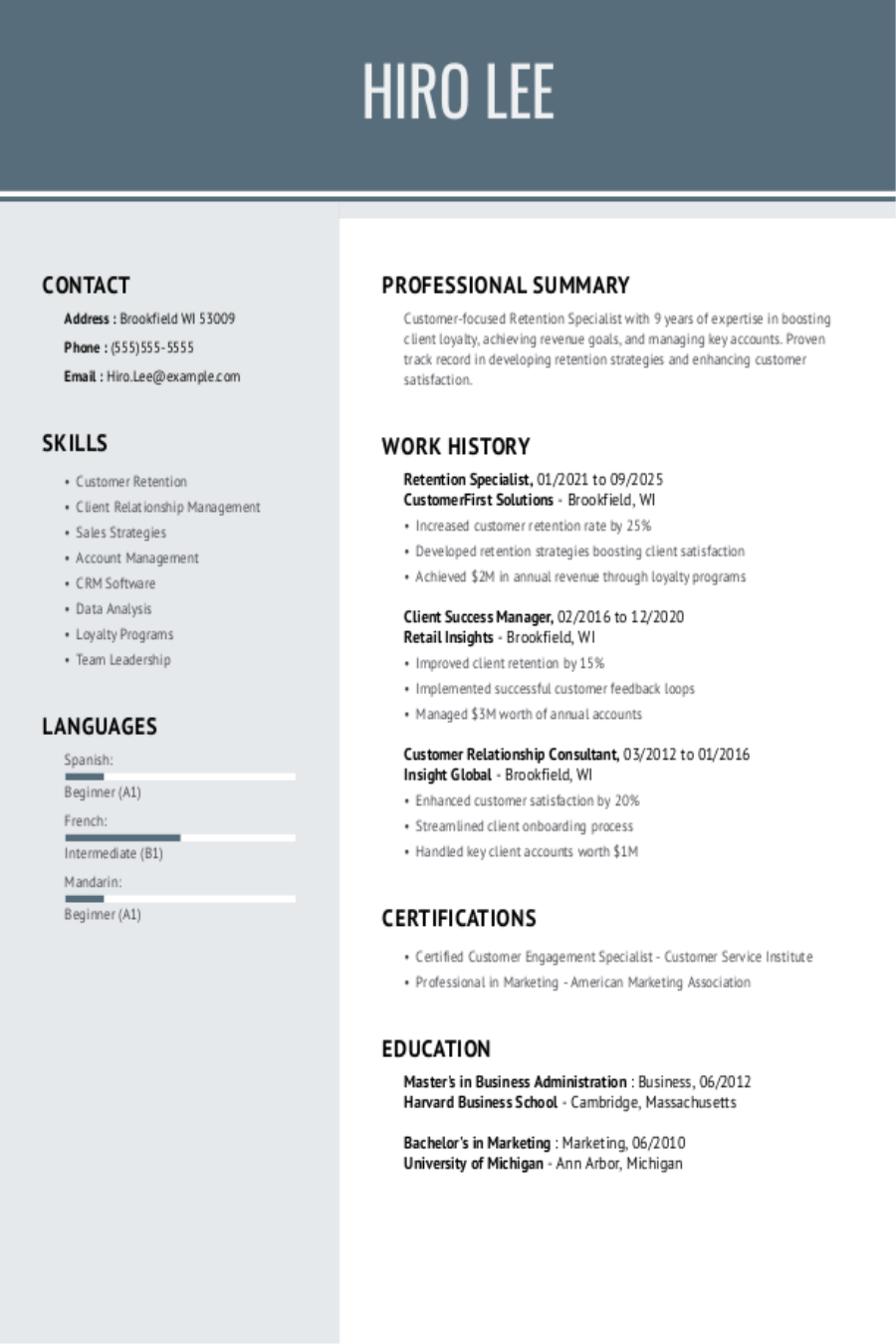 4 Retention Specialist Resume Examples, Templates, & Tips for 2026