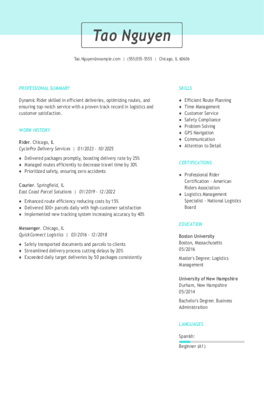 4 Rider Resume Examples, Templates, & Tips for 2025
