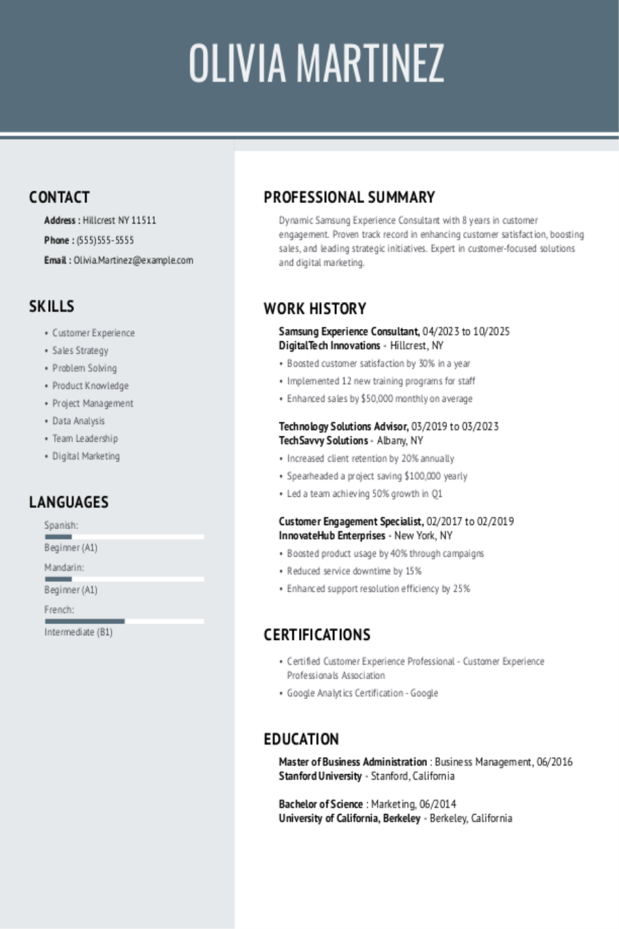 4 Samsung Experience Consultant Resume Examples, Templates, & Tips for 2026