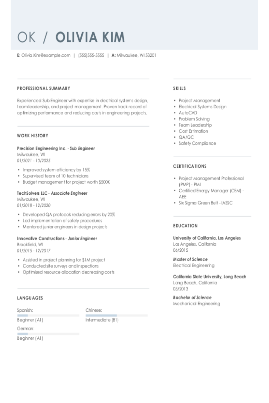 4 Sub Engineer Resume Examples, Templates, & Tips for 2025