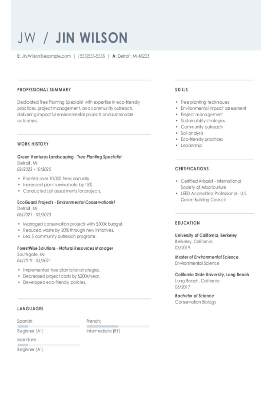 4 Tree Planting Resume Examples, Templates, & Tips for 2026