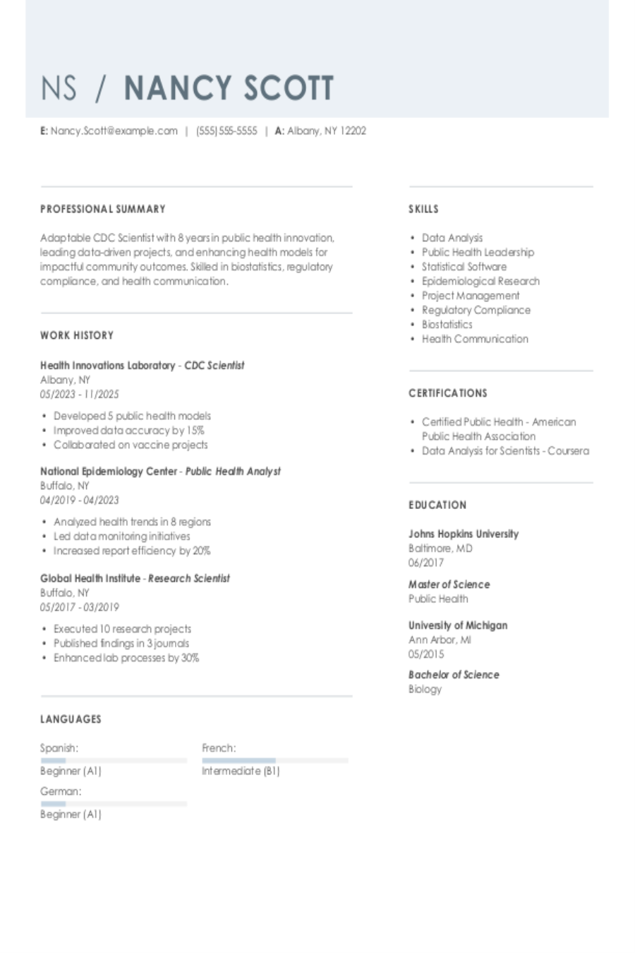 4 CDC Scientist Resume Examples, Templates, & Tips for 2026