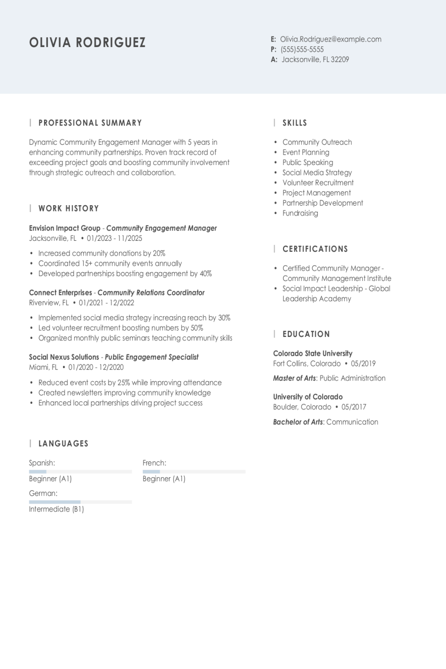 4 Community Engagement Manager Resume Examples, Templates, & Tips for 2026
